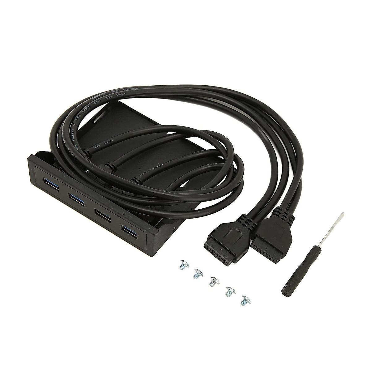 Dilwe Front Panel USB 3.0 Hub 4 Ports, 3.5 Inch Floppy Bay USB 3.0 Hub, 5Gbps USB 3.0 High Speed PC Front Panel USB Hub for Computer Case, 19Pin Cable