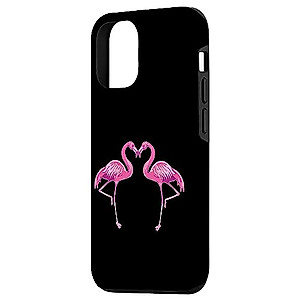 iPhone 14 Pro Flamingo Love Heart Vintage Valentine's Day Flamingo Lover Case