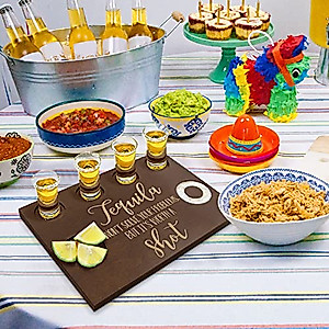 Huray Rayho Tequila Shot Board Serving Tray Huray Rayho Shot Glass Holder Display and Storage Shot Glasses with Salt Rim Bar Wooden Tray for Liquor Birthday Party Wedding Housewarming Men Women Gifts