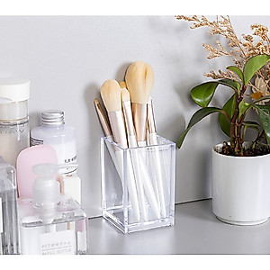 2 Pack Clear Acrylic Pencil Pen Holder Cup, Makeup Brush Holder Acrylic Desk Accessories