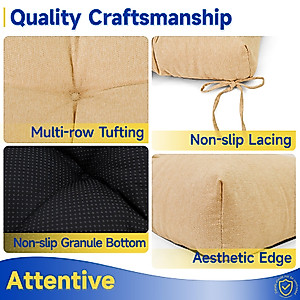 ROFIELTY Bench Cushion 30x14 Inch. Soft Outdoor Swing Cushion. with Non-Slip Bottom, Tufted Window Seat Cushion for Many Scenarios of Use. (30x14, Plush-Khaki)