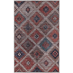 Rugs.com Sisu Collection Washable Rug – 2' x 3' Rust Red Flatweave Rug Perfect for Entryways, Kitchens, Breakfast Nooks, Accent Pieces