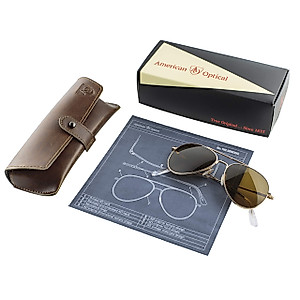 AO General Sunglasses - Gold - True Color Gray SkyMaster Glass Lenses - Polarized - 58-14-145