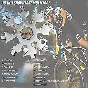 18-in-1 Snowflake Multi-Tool Stainless Steel Wrench Pocket Snowflake Tool Screwdriver Kit Bottle Opener with Carabiner for Outdoor Travel Camping Adventure Gifts for Men(4 Pcack 4 Colorful)