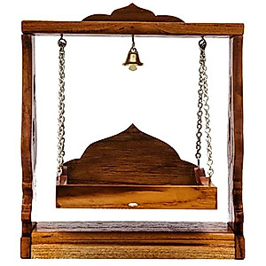 will and weaves Wooden krishna Swing/Jhula handmade ladoo gopal jhula or krishna swing janamashtmi jhula brown color, ‎20 x 10 x 23 cm approx