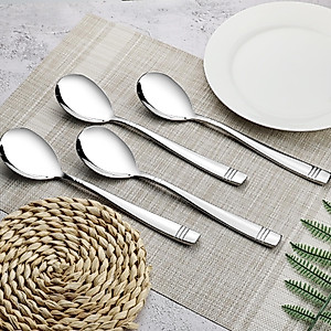 Obstnny 6 Pieces Stainless Steel Buffet Serving Spoons, Serving Spoons for Restaurant, Banquet, Party