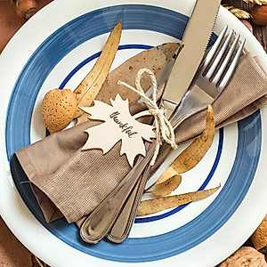 Bucherry 12 Pieces Fall Thanksgiving Place Cutout Thankful Grateful Blessed Place Cards Thankful Rustic Wooden Sign Hanging Ornament Table Setting Decorations