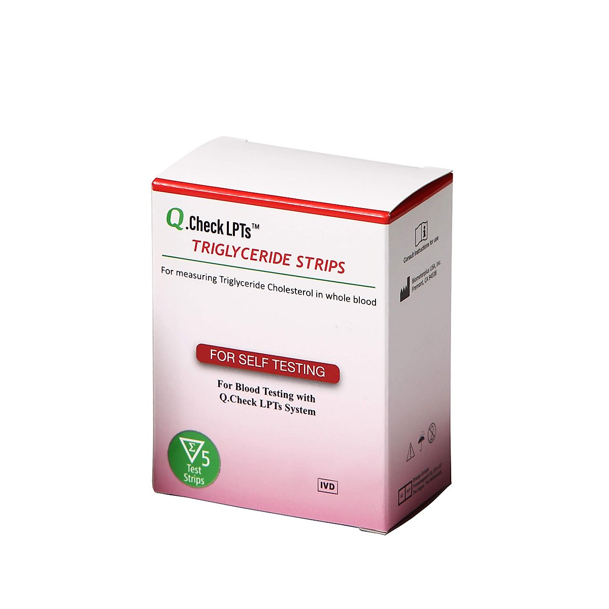 BiO Q.Check LPTs Triglyceride Test Strips, 5 Counts, Used with Q.Check LPTs Meter ONLY (Sold Separately)