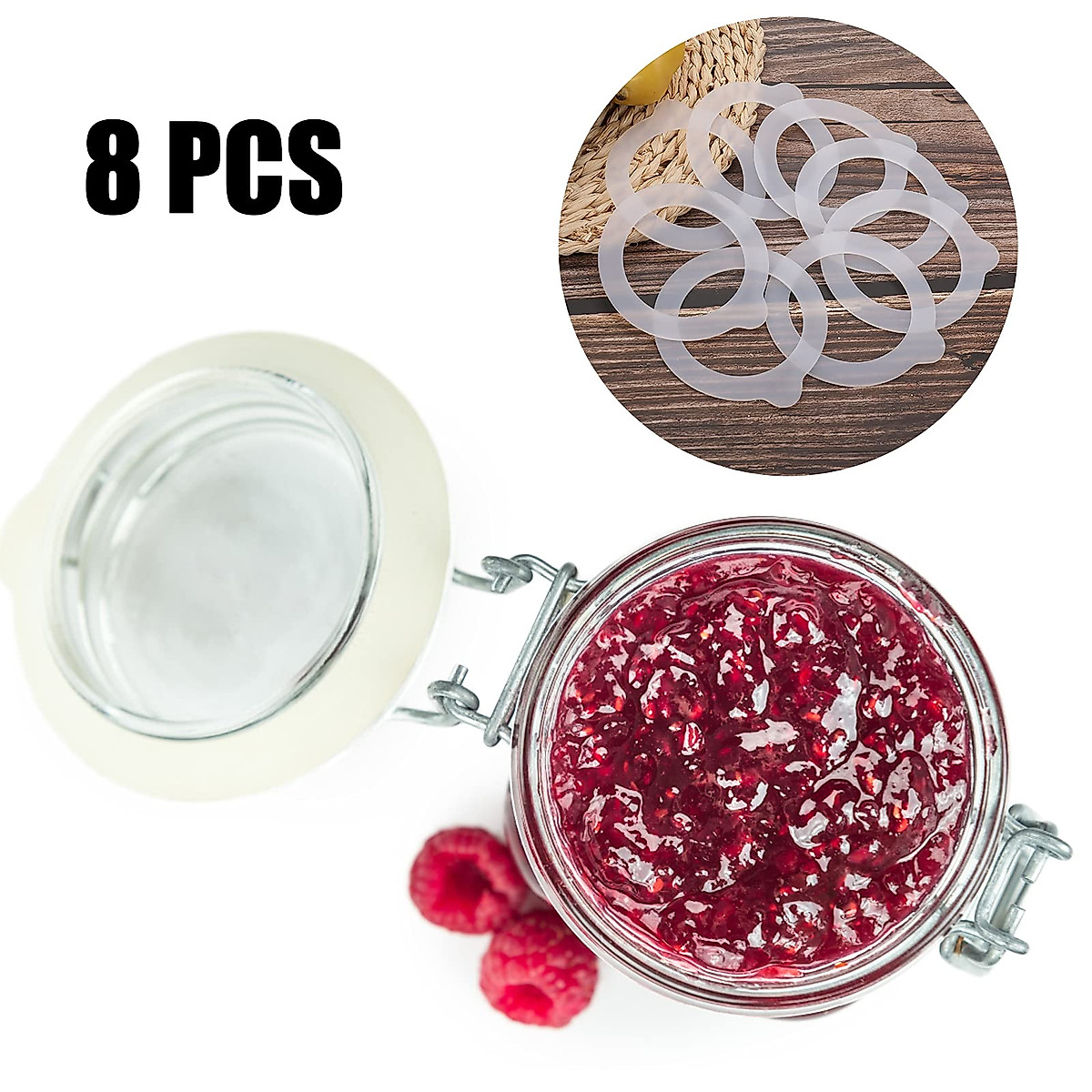 ASTER 8 Pcs Replacement Silicone Jar Gaskets, Airtight Silicone Jar Rubbers Seals Rings for Mason Canning Jars Mouth Canning, 3.75 Inch (White)