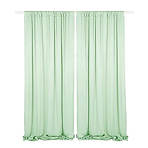 SHERWAY 2 Panels 4.8 Feet x 10 Feet Light Green Thick Satin Wedding Backdrop Drapes, Non-Transparent Window Curtains for Party Ceremony Stage Decoration