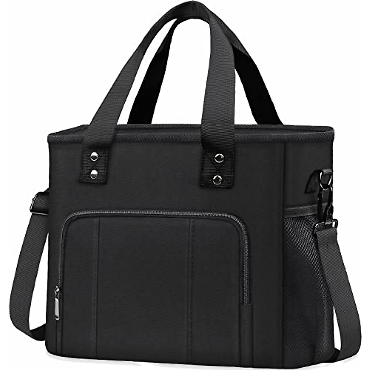 Lunch Bag Women, Leakproof Insulated Lunch Bags Reusable Water Resistant Lunch Box with Adjustable Shoulder Strap, Large Adults lunchbox Men Women Lunch Tote Bag for Work Travel Picnic, Black