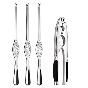 ROEDEER Crab/Nut Cracker Tools Set - Premium Lobster Cracker and 3 Seafood Picks,Professional Kit for Crab Legs,Lobster,Pecan,Walnut,Pistachio