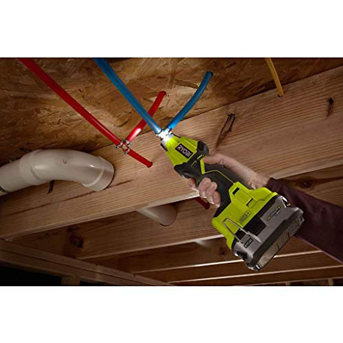 Ryobi 18-Volt ONE+ Lithium-Ion Cordless PEX Tubing Clamp Tool (Tool Only)