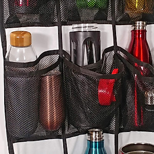 Davison Over The Door Water Bottle, Travel Mug or Tumbler and Lid Organizer. Dual Mesh Pockets Hold 12 Matching To Go Coffee Cups and Covers Together. Never Lose Drink Caps Save Time and Storage Space