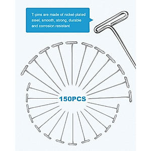 T Pins, 150 PCs T Shape Sewing Pins for Wigs and Crafts, Stainless Steel Push Pin Kit with Clear Box, Ideal for Knitting, Crocheting, Modelling and Office, 100 x 1-1/2 Inch and 50 x 2 Inch