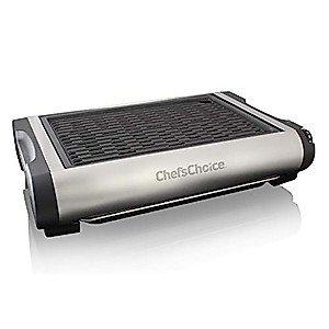 Chef'sChoice 878 Professional Indoor Electric Grill with Removable Nonstick Plate Stainless Steel Drip Tray and Features Adjustable Temperature Control, 1500-Watt, Gray