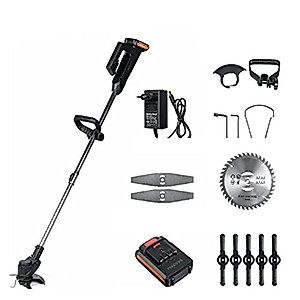 Cordless Lawn Mower 1800W Electric Lawn Mower 42V Cordless Grass Hedge Trimmer Adjustable Handheld Mowing Machine Garden Power Tool with Battery (Color : 1 Battery, Size : Small)