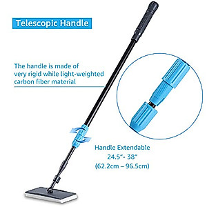 AquaMiracle 6 in 1 Aquarium Cleaning Tool Kit Fish Tank Cleaning Kit for 20-160 Gallon Tank with Telescopic Long Handle, Algae Scraper, Scrubber Pads, Tube Cleaner, Fish net, Gravel Rake