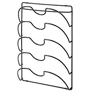 mDesign Metal Wire Pot and Pan Lid Rack Organizer for Kitchen Cabinet Doors or Wall Mount - Upright Storage Holder with 5 Slots - Black