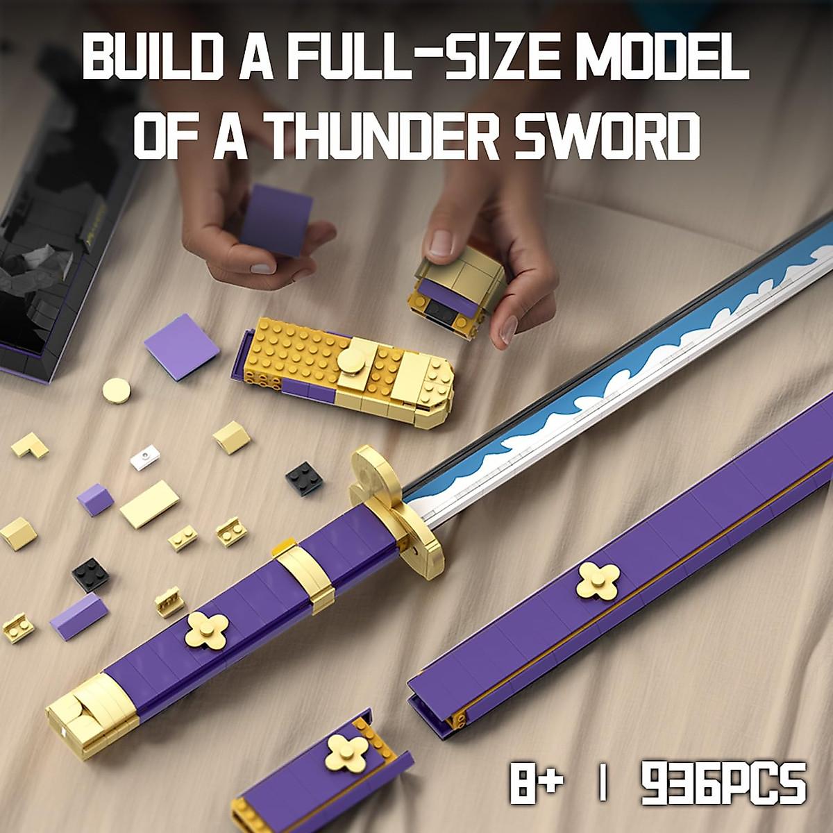 Tarcury Zoro Anime Cosplay Sword Building Block Set, 38.8in Samurai Katana Model with Scabbard and Stand, Ideal Collectible Gift for Fans and Adults (936 Pieces)