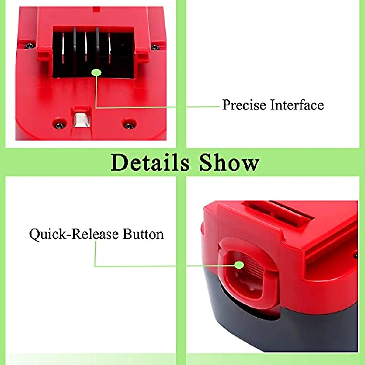 2 Packs 3.6AH HPB18 Replacement Battery Compatible with Black and Decker 18V Battery Ni-Mh HPB18 244760-00 A1718 FS18FL FSB18 Firestorm（Red）