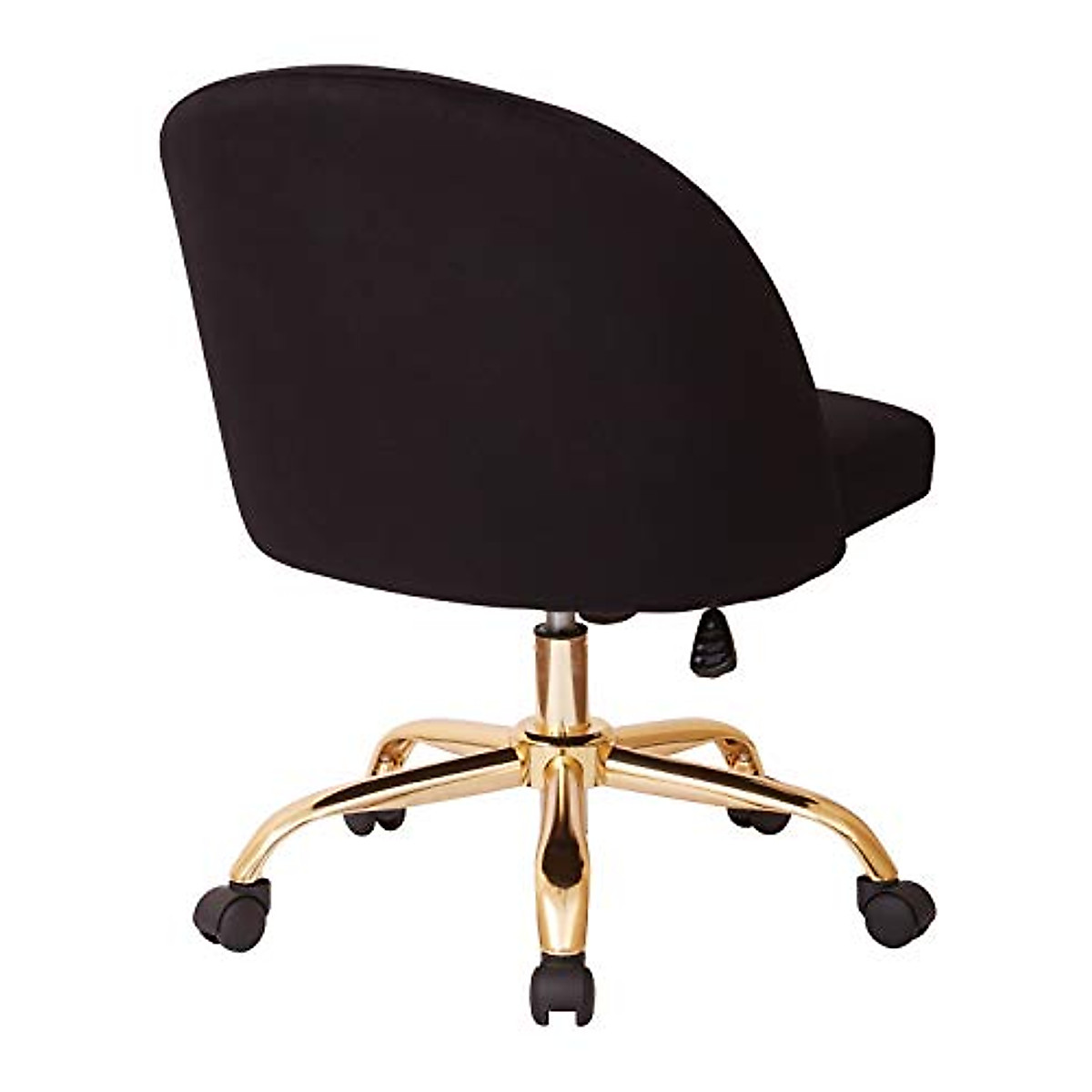 OSP Home Furnishings Layton Mid-Back Adjustable Office Chair with 5-Star Base, Gold Finish and Black Velvet