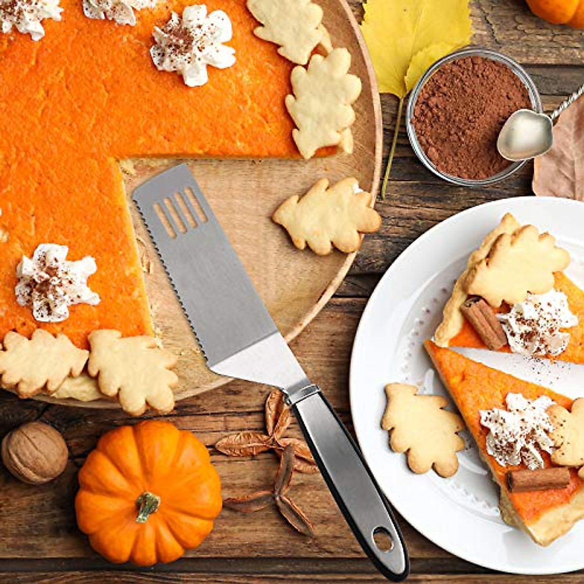 2 Pieces Stainless Steel Pie Server Set Cake Cutter Serrated Spatula Pizza Tart Dessert Slicer for Cutting and Serving Desserts Brownies Lasagna