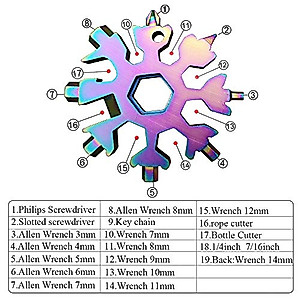 18-in-1 Snowflake Multi-Tool Screwdriver, Stainless Steel 18-1 Multitool Snow Tool (Multicolor)