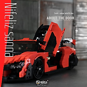 Nifeliz Super car Sanna MOC Building Blocks and Construction Toy, Adult Collectible Cars Set to Build, 1:12 Scale Sports Car Model (1182 Pcs)