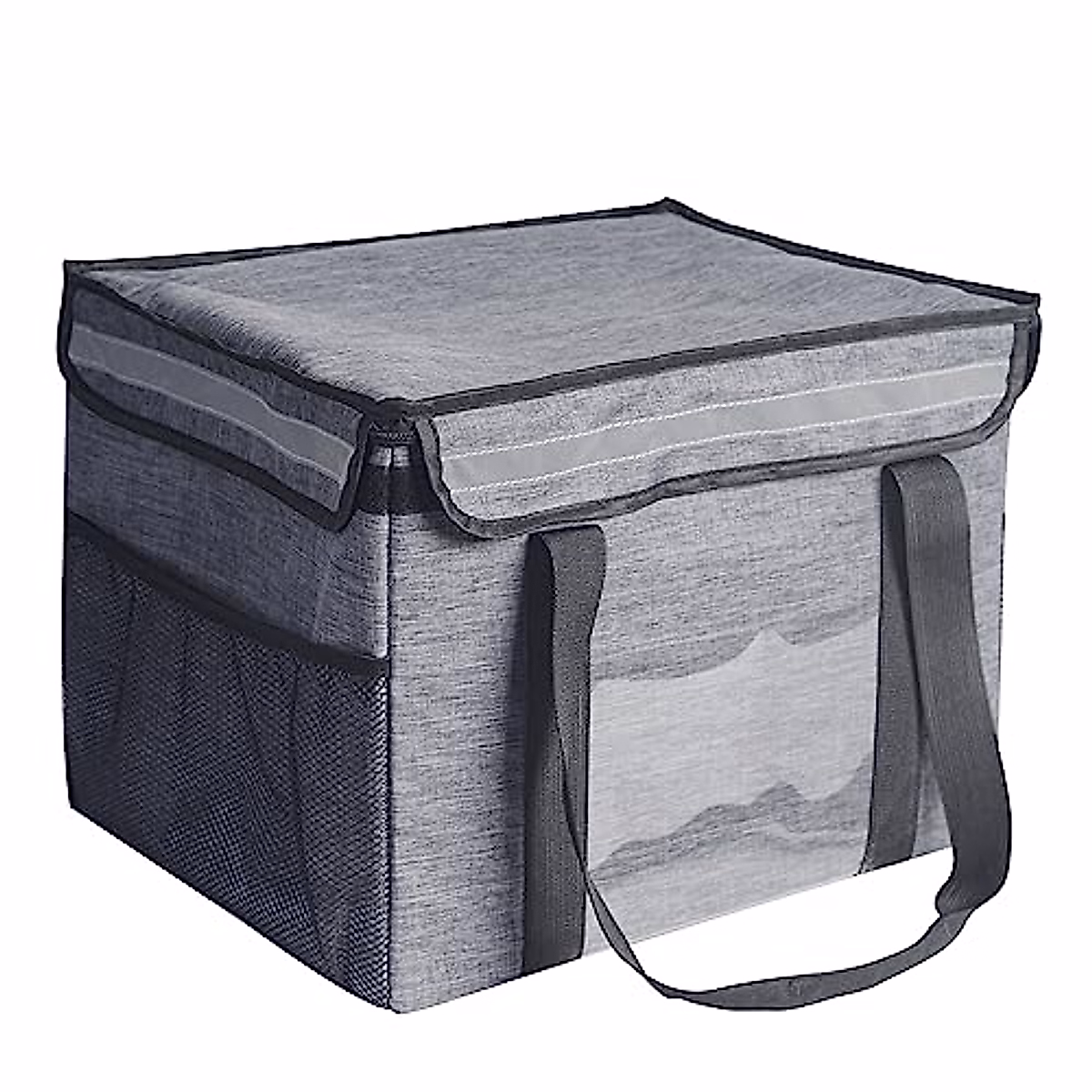 YINFEI Insulated Food Delivery Bag,Upgrade Hook and Loop＆Zipper Design,Pizza Delivery Bag,Insulated Grocery Bag for Commercial Food Transport,17"x13"x12"(Grey)