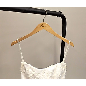 NAHANCO B20017ENG Bridal Hanger, Natural Wood Hanger Engraved with (Bride), 17” (1 Piece), Natural w/Engraved Print