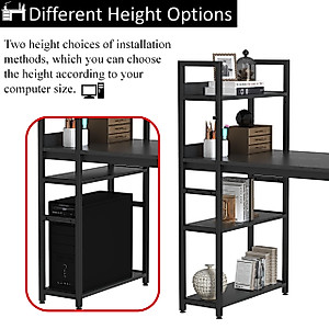 Napnapday 47 inch Computer Desk with Storage Shelves, Study Gaming Desk with Bookshelf Writing Table for Home Office Bedroom, Black