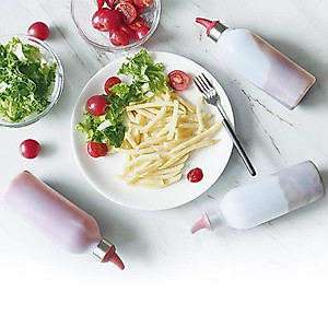 Cabilock 3pcs trp Pump Head Ketchup Soy Sauce Bottle Paint Condiment Sauce Squeeze containers jam Salad Sauce Squirt Bottles Soy Sauce Vinegar lecythus Clear Container Barbecue Tool