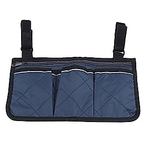 Sevenfly Wheelchair Side Organizer Storage Bags Pouch for Back of Chair and Armrest Ideal for Family and Friends,Navy blue