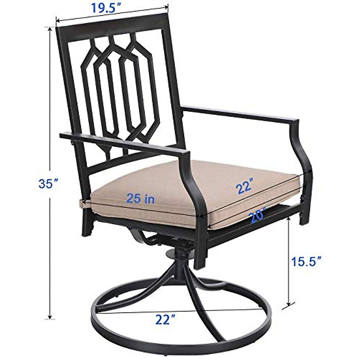 MFSTUDIO Outdoor Swivel Chairs Set of 2, Iron Metal Patio Dining Chairs with Cushion,Furniture Sets for Garden Backyard Rocker Chairs…