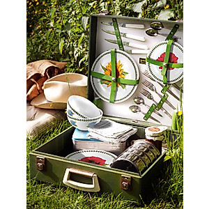 Portmeirion Botanic Garden Collection Melamine Bowls | Set of 4 Bowls with Hydrangea Motif | 6 Inch Bowls for Soup, Cereal, or Salad | for Indoor and Outdoor use | Dishwasher Safe