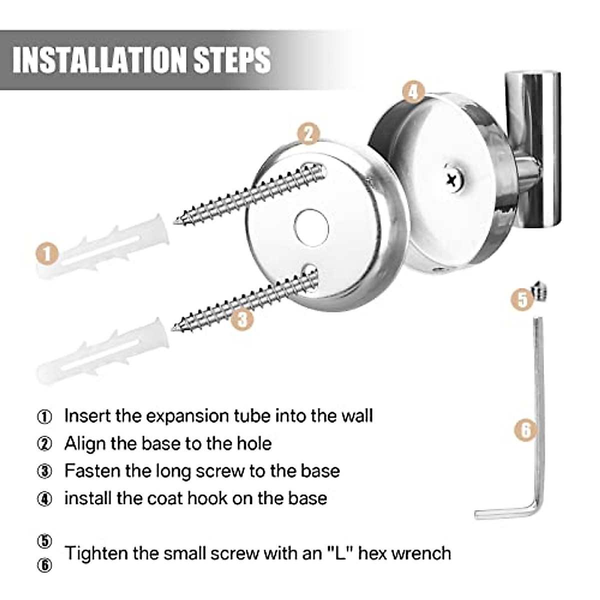 Neween 4 Pack Bathroom Towel Hooks, Stainless Steel Coat Robe Clothes Hooks Wall Mounted Heavy Duty Wall Hook Holder Hanger for Bedroom, Kitchen, Hotel, Pool, Garage (Chrome)