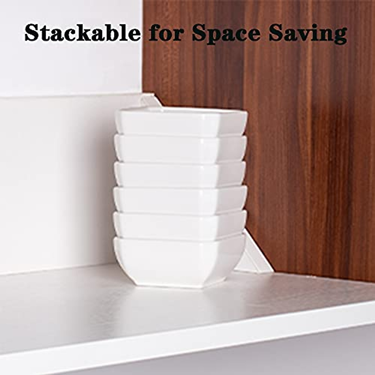 Kopmath Dip Sauce Bowls Set, 3 Oz Ultra-Strong Soy Sauce Dish, Square and Stable, Ceramic Small Bowls for Ketchup Condiment Side Dish Snack, Dishwasher Safe, Set of 6