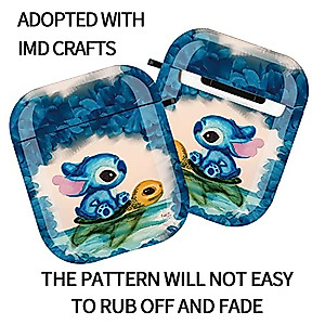 Tortoise Airpods Case, Wonjury Airpod Case Protective Hard Case Cover Portable & Shockproof Women Girls with Keychain for Apple Airpods 2/1 Charging Case (Stitch/Turtle)