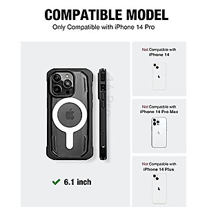 RAPTIC Secure Compatible with MagSafe for iPhone 14 Pro Case, Military Grade 13ft Drop Protection, Strong Magnetic, Shockproof & Anti-Scratch, 6.1 inch, Charcoal