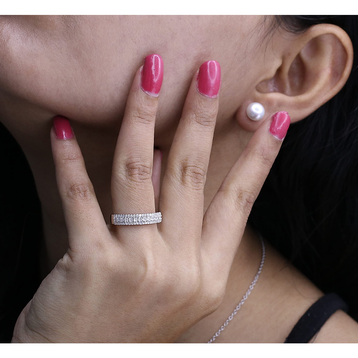 Dazzlingrock Collection 0.32 Carat (ctw) Round White Diamond Classic Row Half Eternity Style Elegant Stackable Wedding Band For Women 1/3 CT | 925 Sterling Silver, Size 9.5