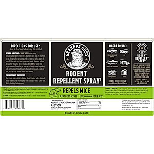 Grandpa Gus's Double-Potent Rodent Repellent Spray, Peppermint & Cinnamon Oil, Prevents Mouse/Rats from Nesting & Chewing on Wires, 16 fl oz (Pack of 1)
