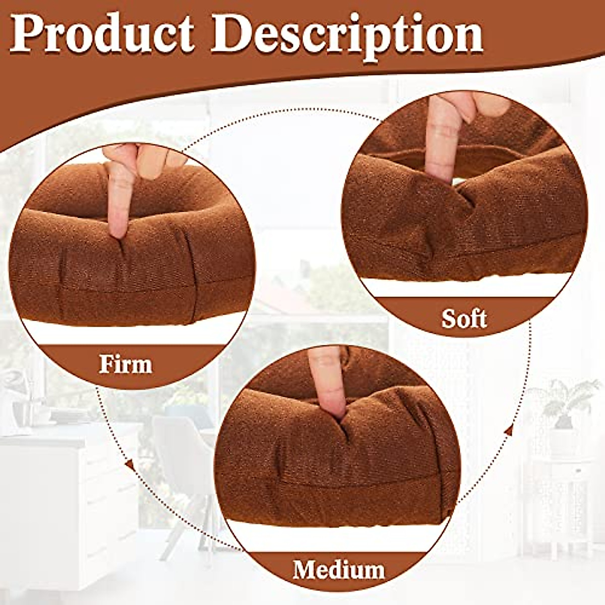 2 Pieces Inflatable Donut Cushion Inflatable Ring Cushion Seat 15 Inch Round Inflatable Cushion Portable Donut Cushion Pillow for Home Office Chair Wheelchair Car, 2 Colors (Grey, Light Brown)