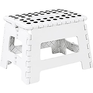 Utopia Home Folding Step Stool - (Pack of 1) Foot Stool with 9 Inch Height - Holds Up to 300 lbs - Lightweight Plastic Foldable Step Stool for Kids, Kitchen, Bathroom & Living Room (White)