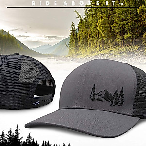 Grace Folly Trucker Hat for Men or Women- Many Cool Designs (Mountain- Gray)