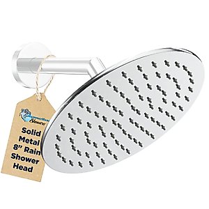 ALL METAL 8 Inch Rainfall Shower Head – CHROME - Shower Head Rainfall - 2.5 GPM High Flow Shower Head Optimized for Pressure – Large Round Rain Shower Heads - Wall, Overhead, or Ceiling Mount
