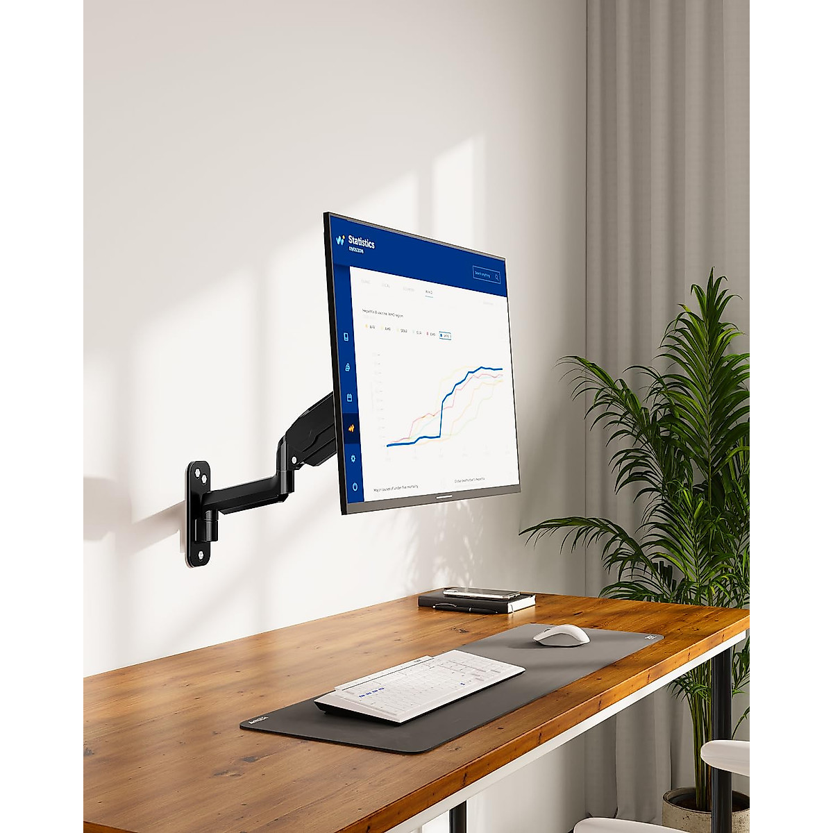 MOUNT PRO Single Monitor Wall Mount for 13 to 32 Inch Computer Screens, Gas Spring Wall Monitor Arm Holds Up to 17.6lbs, Full Motion Adjustable Wall Monitor Mount, VESA Mount 75x75, 100x100