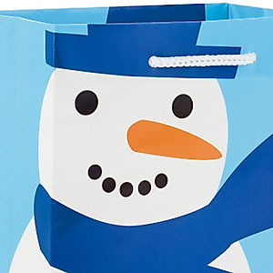 Hallmark 6" Small Holiday Gift Bags (Pack of 5) Blue Winter Scenes, Stripes, Snow