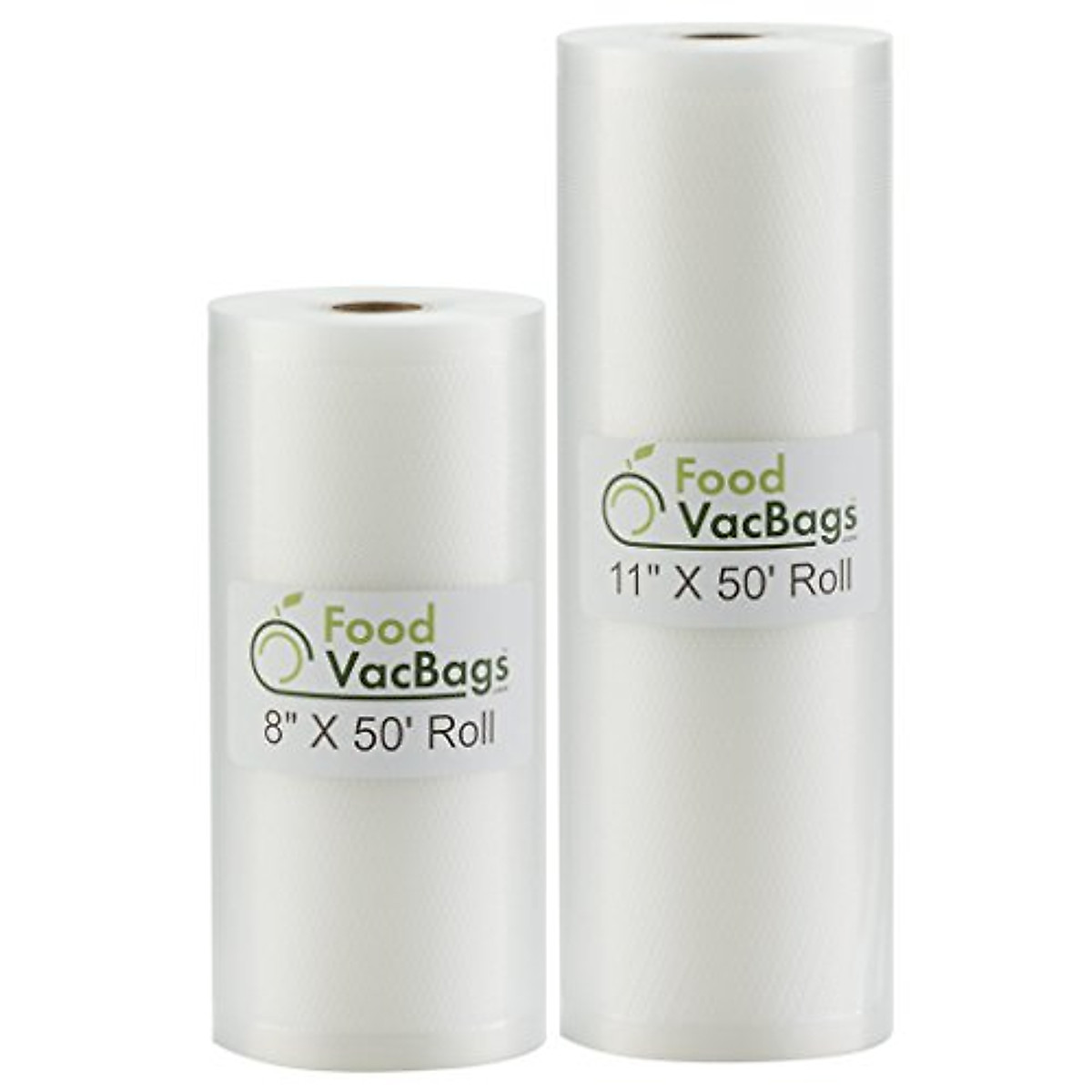 Foodsaver Compatible 50' Vacuum Food Storage Bag Rolls | Heavy Commercial Grade | One 8" X 50' and One 11" X 50' | Storage or Sous Vide
