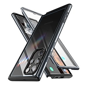 SUPCASE UB Edge Pro Series Case for Samsung Galaxy S22 Ultra 5G (2022 Release), Slim Frame Clear Protective Case with Built-in Screen Protector (Black)